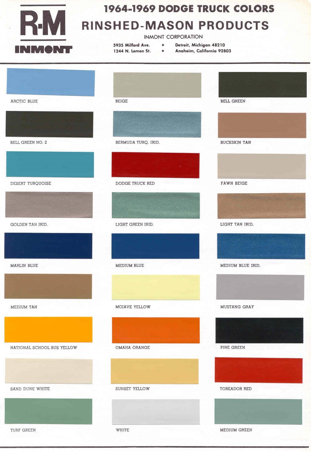 Dodge All Model Paint Codes And Color Chart Chips Oem