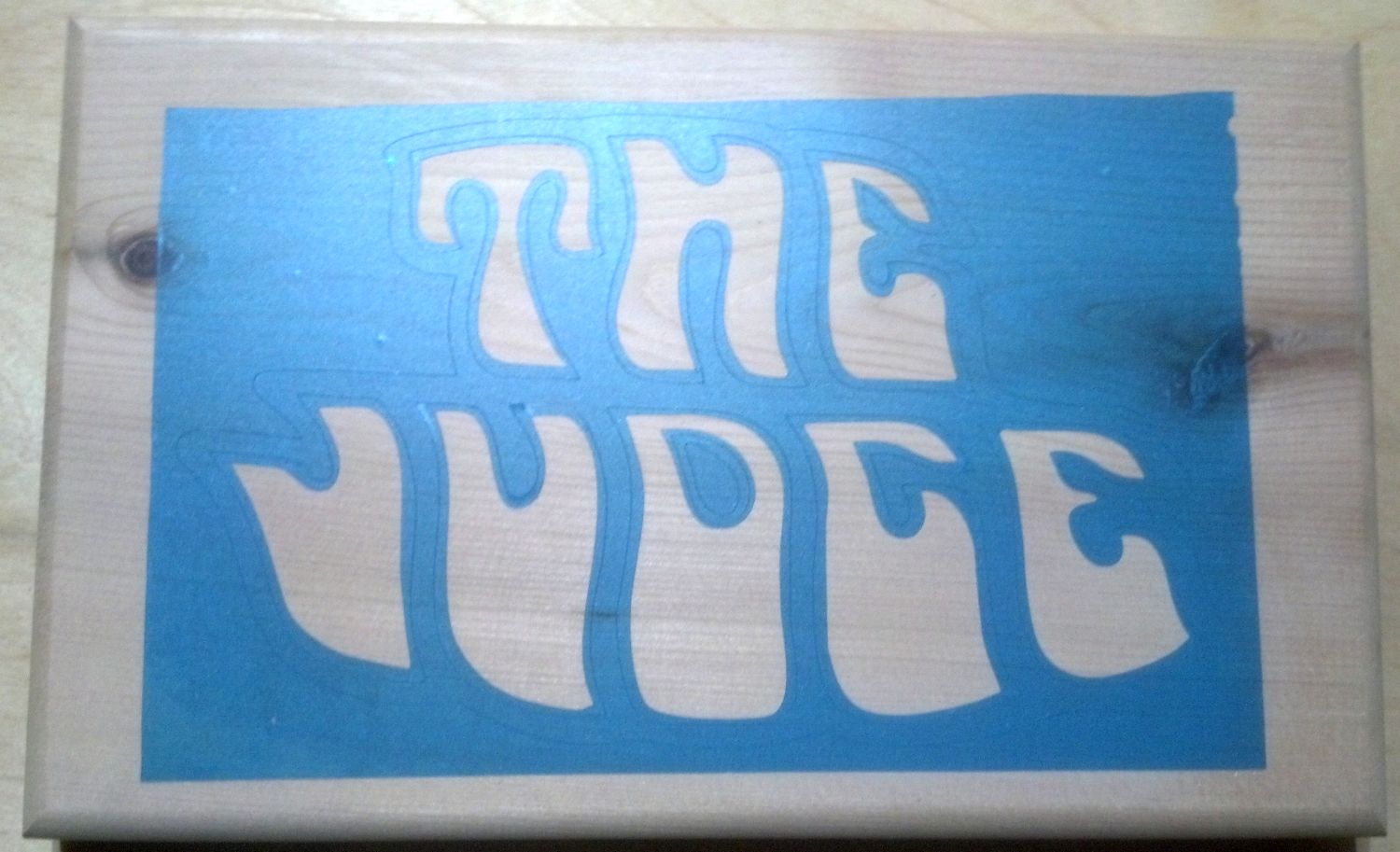 Hand Carved Wooden Signs with Metal Flake Inlay - Vintage Paint