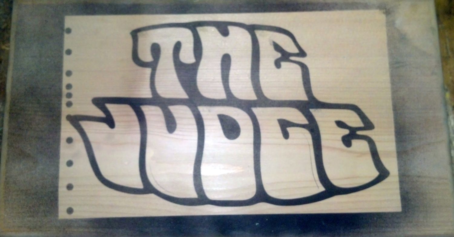 Hand Carved Wooden Signs with Metal Flake Inlay - Vintage Paint