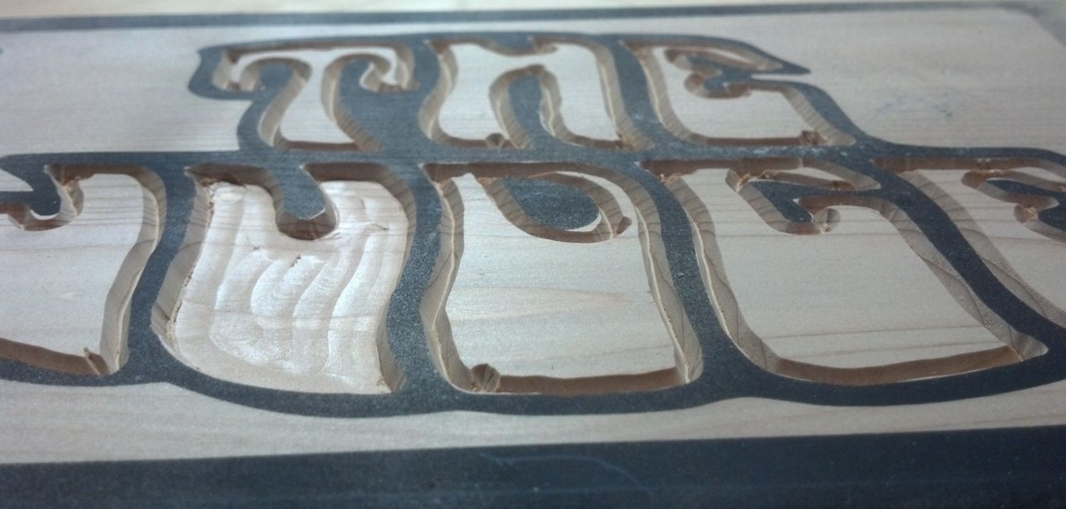 Hand Carved Wooden Signs with Metal Flake Inlay - Vintage Paint